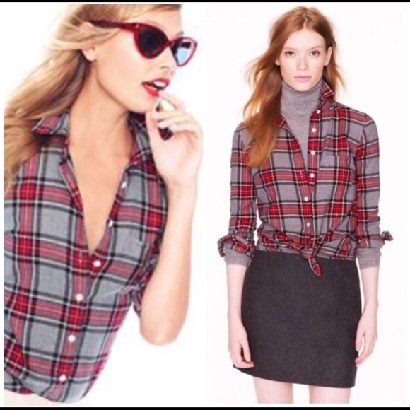 J. Crew Factory | Tops | J Crew Factory The Perfect Shirt Red Plaid | Poshmark